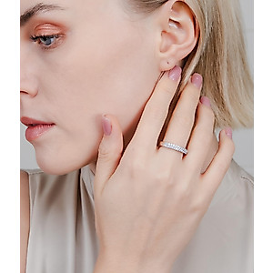 Hoops & Loops Sterling Silver Cubic Zirconia 2-row Round-cut Eternity Band Ring