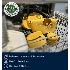 Tumtots - Premium Quality Silicone Baby Feeding Set & Baby Led Weaning Supplies Attractive Self Feeding Design with Strong Suction Plate & Suction Bowl, Stylish Bib, Sippy Cup, Spoon & Fork Utensils