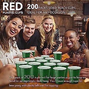 200 Pcs Plastic Cup Bulk 18 oz Disposable Tumblers Wedding Cups Hard Plastic Party Wine Cups Fancy Beverage Drinking Cups Soda Cups Cocktail Glasses for Wedding Birthday Christmas Party (Green)