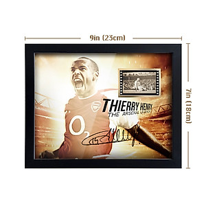 ORIMAMI Signed Soccer Thierry Henry Photo Desktop Framed Poster 8x6 Inches,with 1x35mm Film Mini Cell Display,Gifts for Arsena l Fans