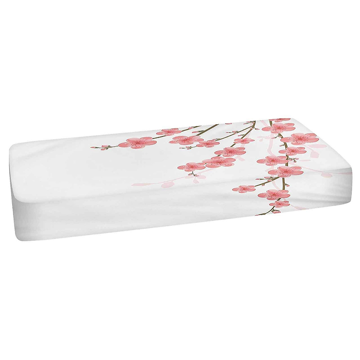 Floral Fitted Crib Sheet,Cherry Blossom April Springtime Romantic Feminine Illustration Artwork Soft Colors Microfiber Silky Soft Toddler Mattress Sheet Fitted,28"x 52"x 8'',Baby Sheet for Boys Girls