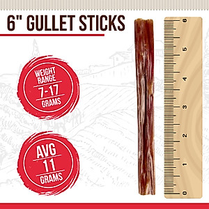 Best Dog Chews Gullet Sticks-100% Natural and Delicious Dog Beef Jerky Treats & Chews Protein Rich-Fully Digestible-Promotes Joint,Dental Health For All Breed Sizes dogs and Puppies- 6 inch (12 Count)