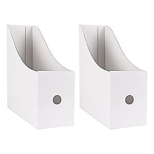 Limitliho White Magazine Holder(2Pack), Magazine File Holder for Home, Office, Desk, 10.6'' H×10.2'' L ×3.5''W Magazine Storage Box