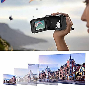 Portable Child DV Camera, 16X Digital Zoom, HD Camera, Support Memory Card, Children's Toys with TFT LCD Sceen (Black)