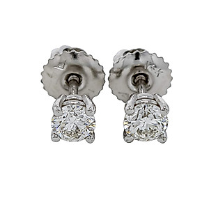 IGI Certified 0.50 Carat Clear Lab-Created Diamond Stud Earrings 14k White Gold Womens Screw Back VS2-SI1