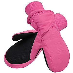 SimpliKids Boys Mittens for Kids Sports Insulation Waterproof Winter Snow Mittens,S,Fuchsia