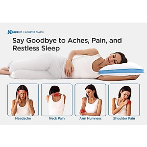 Nappler Side and Back Sleeper Pillow for Neck and Shoulder Pain Relief - Shredded Memory Foam Bed Pillow for Sleeping - 100% Adjustable Fill - Queen Size - Modal Washable Case. Extra Fill Included