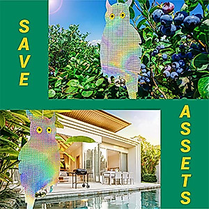 HOMESCAPE CREATIONS Owl Decoy Scare - Plastic Hanging Reflective Scarer - Ornamental Decorative Wind Spinner for Home and Garden - with 4 Spiral Rods and 4 Suction Cups