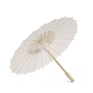 Small Vintage Chinese White Parasol Paper Umbrella for Decorations, Wedding Table Centerpieces, Bridal Shower Supplies, Photo Props 20cm