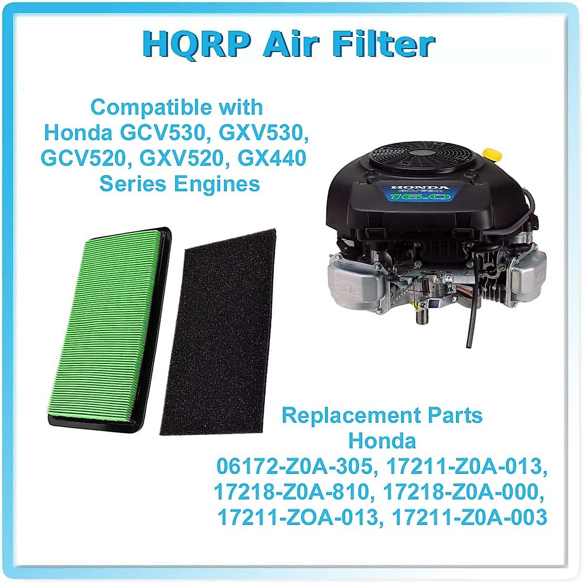 HQRP 2-Pack Filter Combo (Cartridge + Pre-Filter) Compatible with Honda 06172-Z0A-305, 17211-Z0A-013, 17218-Z0A-810, 17218-Z0A-000, 17211-ZOA-013, 17211-Z0A-003 Replacement