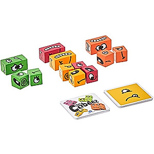 BLUE ORANGE GAMES Cubeez Original Matching Face Changing Expression Puzzle Race with Wooden Cubes, 1 to 4 Players, Ages 6+
