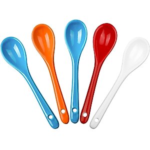 AKOAK 5 "Ceramic Egg Spoon, Ceramic Soup Spoons Porcelain Spoons for Coffee, Tea, Yogurt, Ice Cream, Appetizer and Dessert Spoons, Set of 8 Pcs