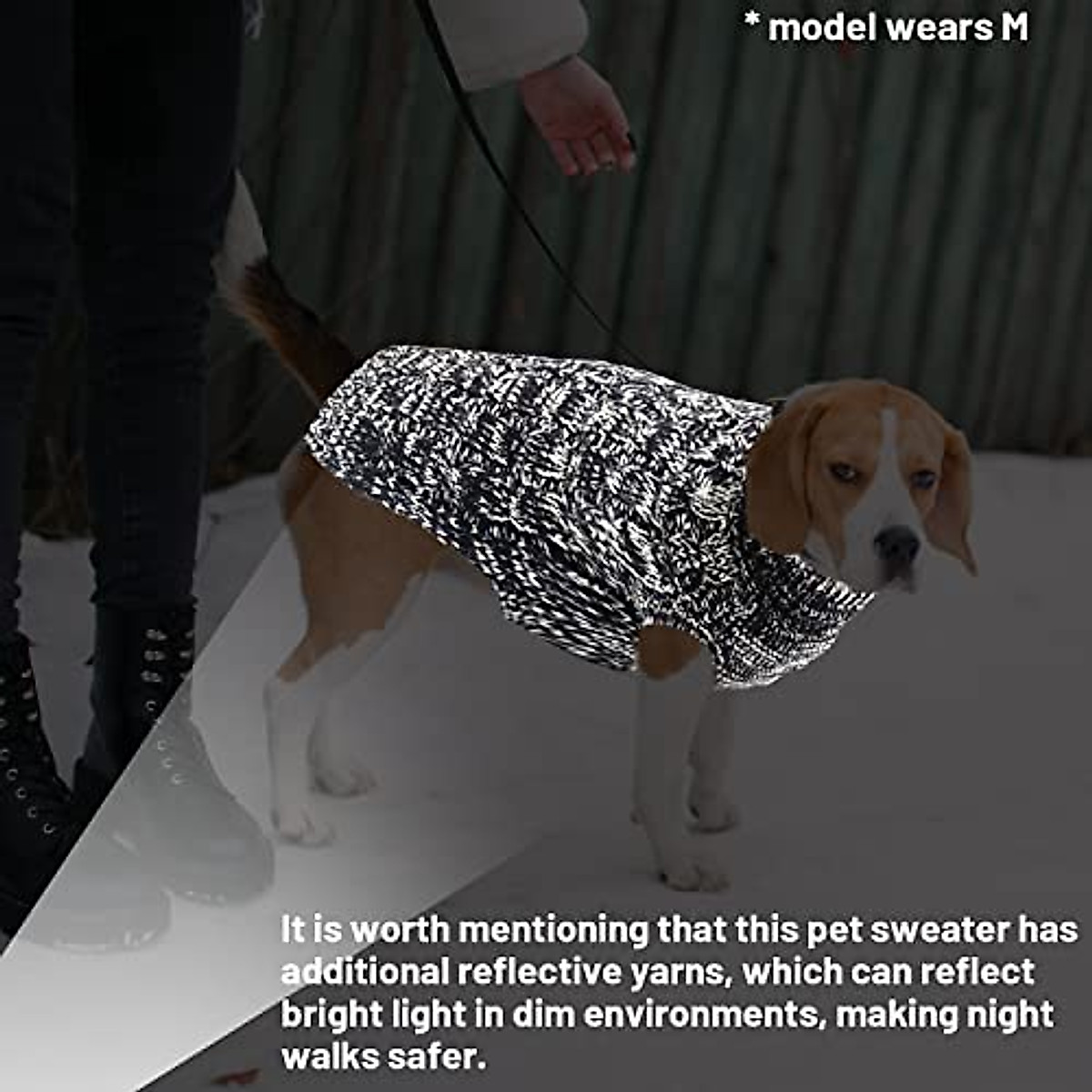 IPRAVOCI Dog Sweater for Small Medium Large Dog - Reflective Warm Fleece Knitwear Pullover Dog Clothes for Winter Fall