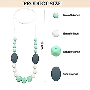 Baby Teething Necklace for Mom to Wear, 2 Pack Silicone Chew Necklaces for Sensory Kids, Baby Nursing Necklaces Teether Toys for Boys, Girls, Toddler to Reduces Anxiety