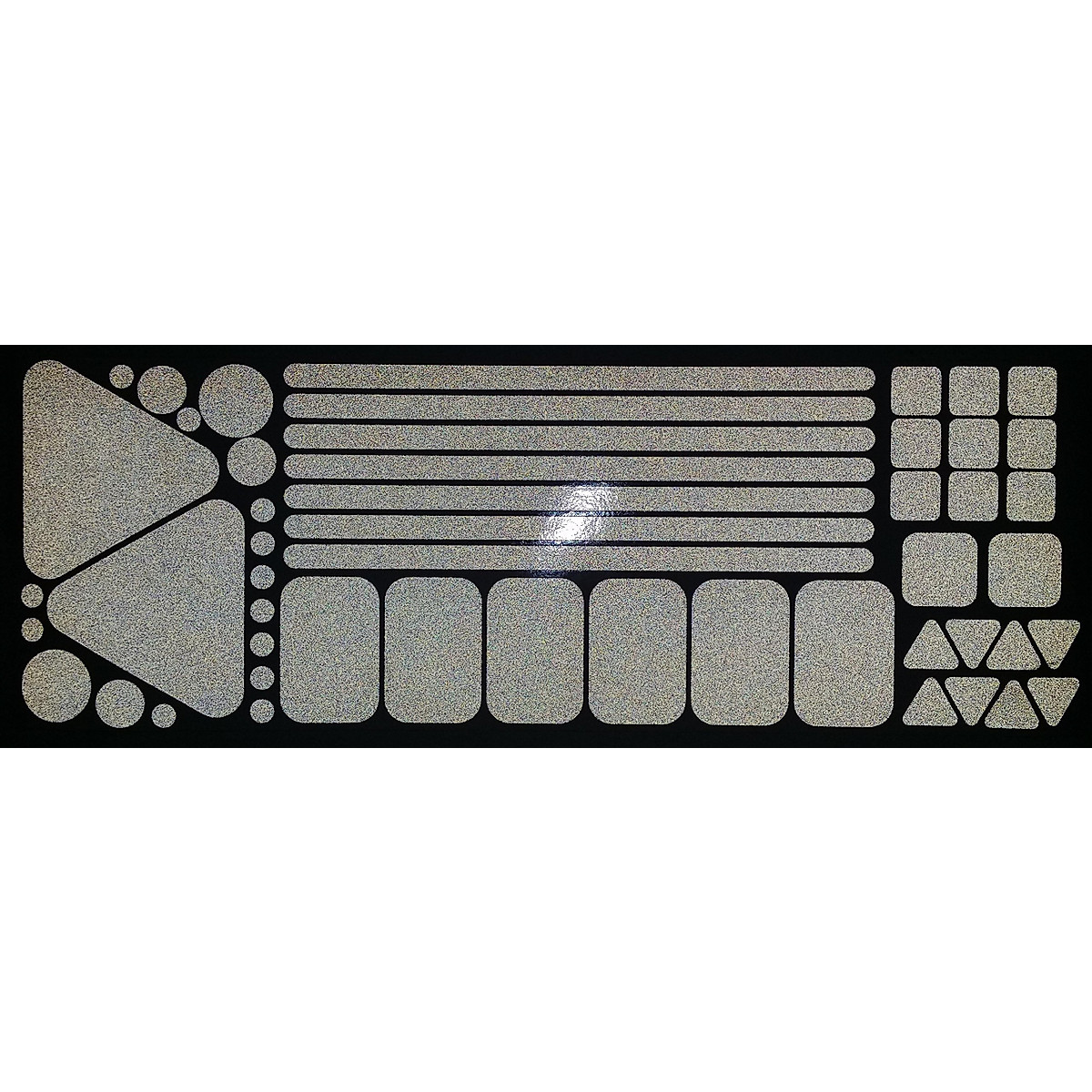 LiteMark Reflective Black 3M Sticker Pack for Bikes, Helmets, Safety - Pack of 51 Pcs (Variety of Shapes)