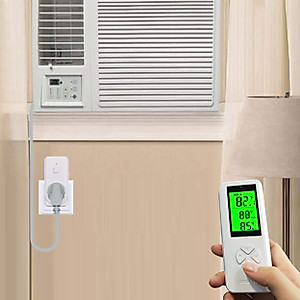 WTC100 Wireless Temperature Controller Digital Plug-in Thermostat Outlet Remote Control Heating Cooling Mode for Window A/C Fan Heater Greenhouse Homebrewing Reptile (Built-in Temp Sensor)