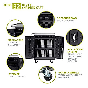 Pearington 32 Device Mobile Charging and Storage Cart & Olympia Tools 85-188 Pack-N-Roll Folding Collapsible Service Cart, Black, 50 Lb. Load Capacity per Shelf