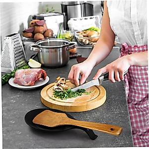 Angoily 12 Pcs Spoon Mat Black Spoon Rest Hot Pads Spoon Holder Rest Cooking Spoon Chopstick Rests Tea Spoons Buffet Spoon Rest Silicone Hot Pad Pot Silicone Spoon Tableware