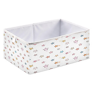 Kigai Pastel Star Cube Storage Bins - 11x11x11 in Large Foldable Cubes Organizer Storage Basket for Home Office, Nursery, Shelf, Closet