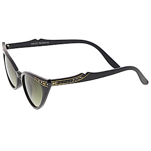 zeroUV 50s Cat Eye Sunglasses, Womens Embellished Rhinestones, Pinup Girl and Rokability Accessories, UV400 Retro Jeweled Glasses 50mm (Black)