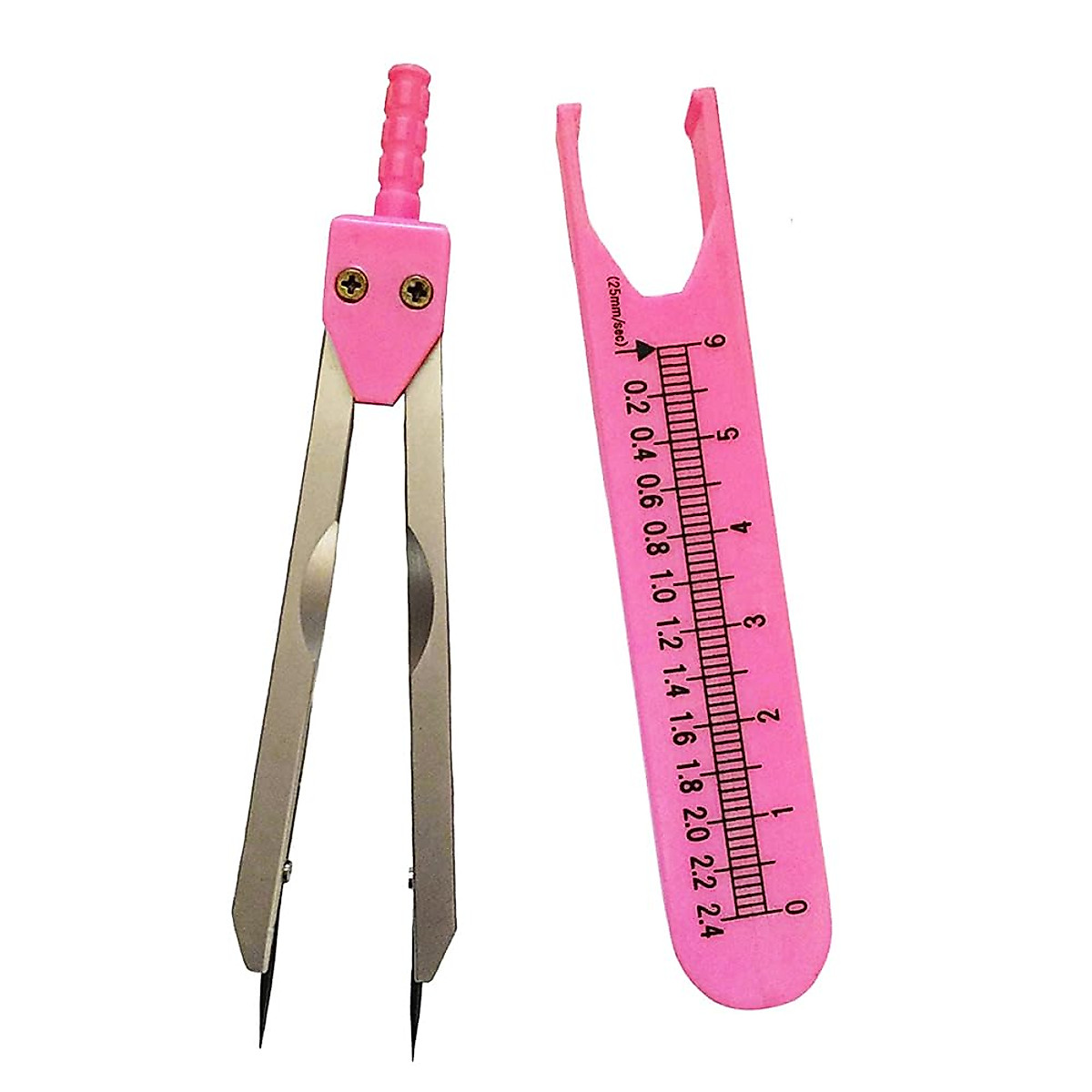 Airgoesin EKG ECG Calipers Nursing or Doctor Caliper Divider for Measuring Drafting Electrocardiographs with Ruler (Pink)