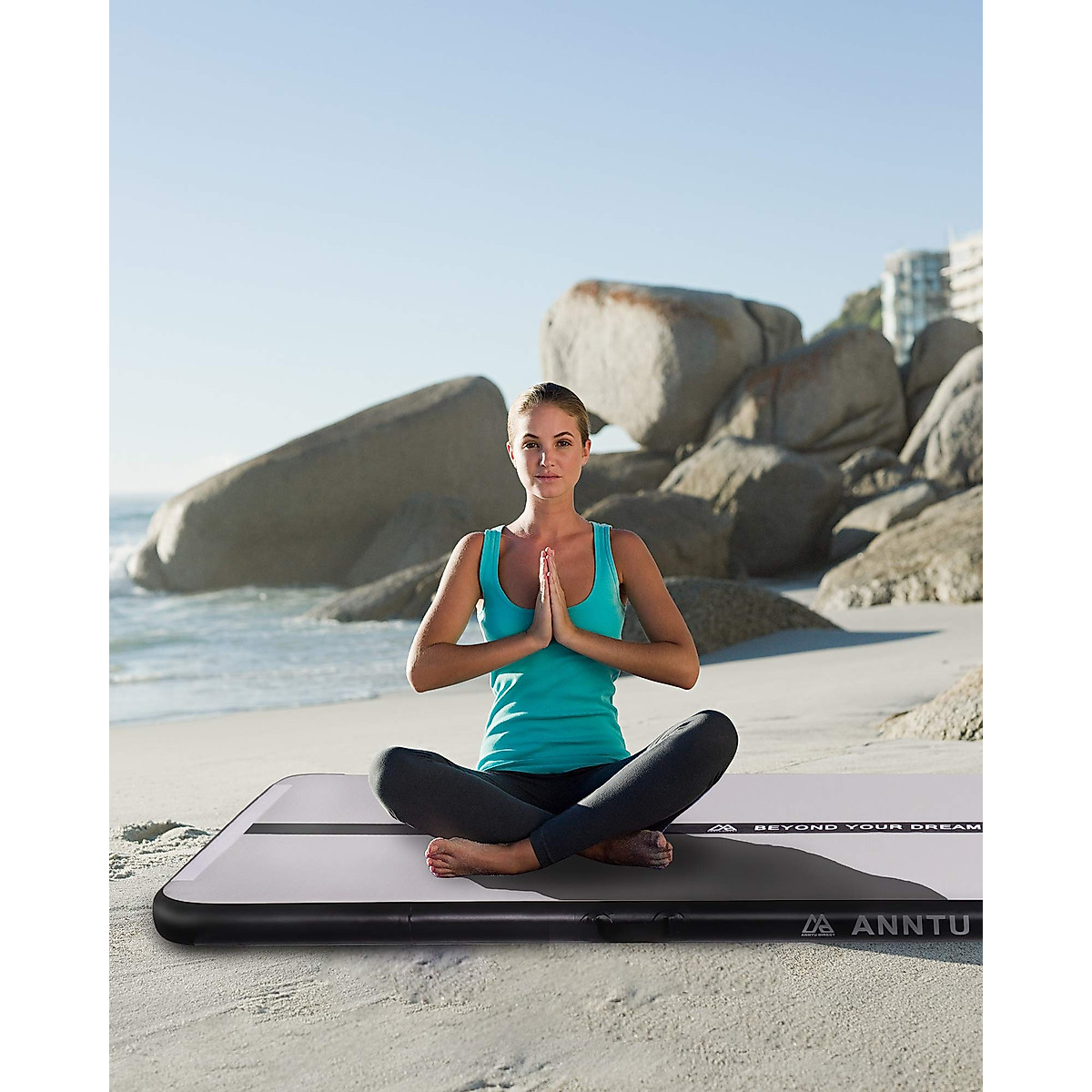 Inflatable Air Gymnastics Mat 10ft Training mat 4 inches Thick tumbling mat with Electric Pump for Home/Gym/Outdoor (Black-10FT)