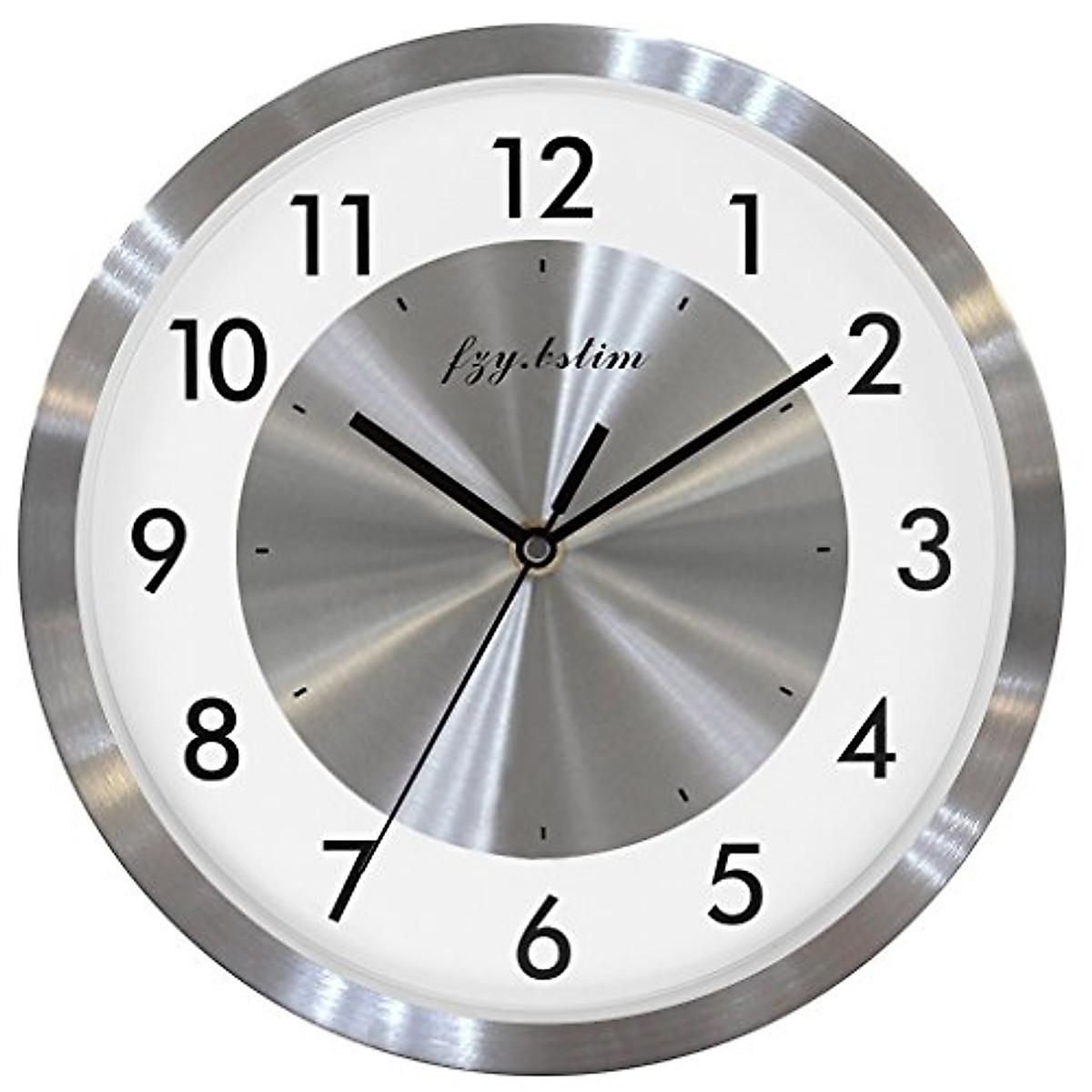 Fzy.bstim Non Ticking Silent Wall Clock Decorative,Analog Metal Wall Clock Battery Operated,Bedroom/Living Room/Office/Kitchen Clock,10 Inch