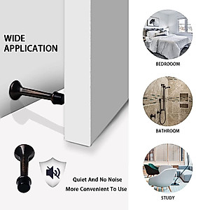 Triumph Hardware Heavy Duty Solid Rigid Door Stop with Soft Rubber Tip, Zinc Alloy Metal Solid Door Stopper Protect Wall & Door, (Matte Black), length 3 inches inch, Z81505