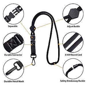 Durable Round Cord Lanyard with Metal Hook,Breakaway Buckle,Safety Breakaway for ID Card Holder in Office or Keys
