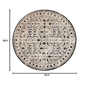 SAFAVIEH Brilliance Collection 6'7" Round Cream / Black BRL502C Vintage Oriental Area Rug