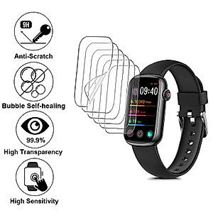 smaate Screen Protector Compatible with MorePro and FITVII HM08 1.47 inch Fitness Tracker, Soft TPU, 6-Pack, Bubble Self-healing, Full coverage