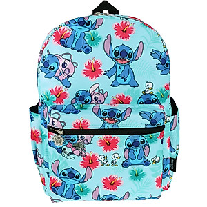 Lilo and Stitch 16 Inch Allover Print Laptop Backpack (Aqua)
