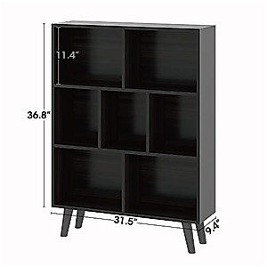 WAHEY Bookcase, 7 Cube Open Storage Display Bookshelf with Legs, HOFB011