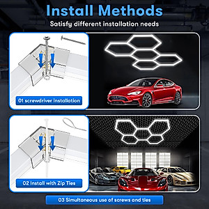 wowspeed Hexagon Garage Light, 168W 17976LM Hexagon Led Garage Light, AC85-265V 6500K 25 Packs Led Shop Lights, 5 Grid Honeycomb Garage Light for Warehouse Gym Basement Car Beauty Car Detailing Shop