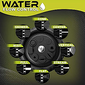 ALMA Garden Hose Nozzle Sprayer HEAVY DUTY SOLID METAL - PREMIUM THUMB CONTROL Garden Hose Sprayer Nozzle - Outdoor Water Hose Nozzle 9 Patterns - Hose Head Attachment Handle Nozzles