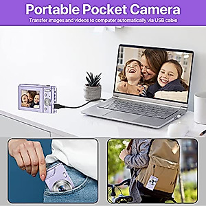 Digital Camera for Kids Girls and Boys - 1080P FHD Digital Camera 36MP LCD Screen Rechargeable Students Compact Camera Kid Camera with 16X Digital Zoom Vlogging Camera for Teens, Kids (Purple)