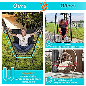 Hammock Chair with Stand Phone Holder Included Double Hanging Chair Macrame Boho Handmade Adjustable Swing Indoor Outdoor Patio Yard Garden Porch 400lbs Capacity1 2022