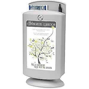Safco Products Customizable Suggestion Box 4233GR with 25 Suggestion Cards, Secure Collection & Customizable Display, Gray,Display Area 5 1/2'W x 8 1/2'H