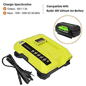 OP401 Replacement for ryobi 40v Charger Lithium-Ion OP401 Charger Compatible with Ryobi 40Volt Lithium-Ion Battery Charger for Ryobi OP4026 OP40201 OP4040 OP40401 OP4050 OP4050A OP40501 OP40601