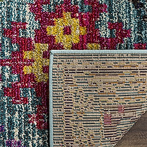 SAFAVIEH Monaco Collection 3' x 5' Blue/Multi MNC244N Boho Diamond Trellis Non-Shedding Living Room Bedroom Accent Rug