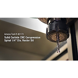 Amana Tool - 46172 CNC Solid Carbide Compression Spiral 3/8 Dia x 1-1/4" x 3/8 Shank