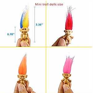 Mini PVC Vintage Trolls Lucky Doll Mini Action Figures Cake Toppers Chromatic Adorable Cute Little Guys Collection, School Project, Arts Crafts, Party Favors (30pack-B)