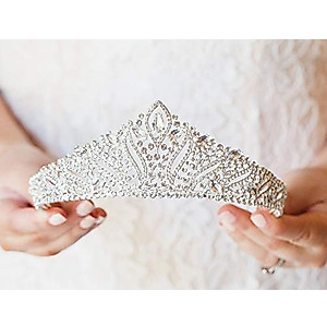 SWEETV Anastasia Tiaras and Crowns for Women, Wedding Tiara for Bride, Rhinestone Queen Crown, Silver Crystal Princess Headpieces for Prom Costume Party