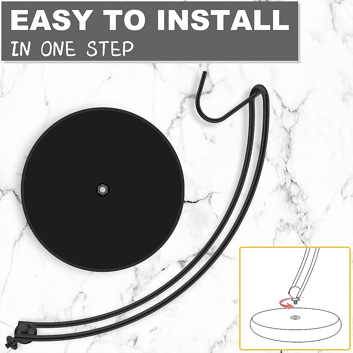 Signice Banana Holder Stand - Newest Patented Modern Banana Tree Hanger with Wood Base Stainless Steel Banana Rack for Home Kitchen Use,Doesn't Tip Over (Full Black)