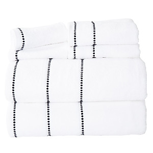 6PC Towel Set - 525GSM 100% Cotton Bathroom Essentials with 2 Bath Towels, 2 Hand Towels, and 2 Wash Cloths - Absorbent Sheets for Bath, Shower, Gym, Spa, and Dorm Room by Lavish Home (White)