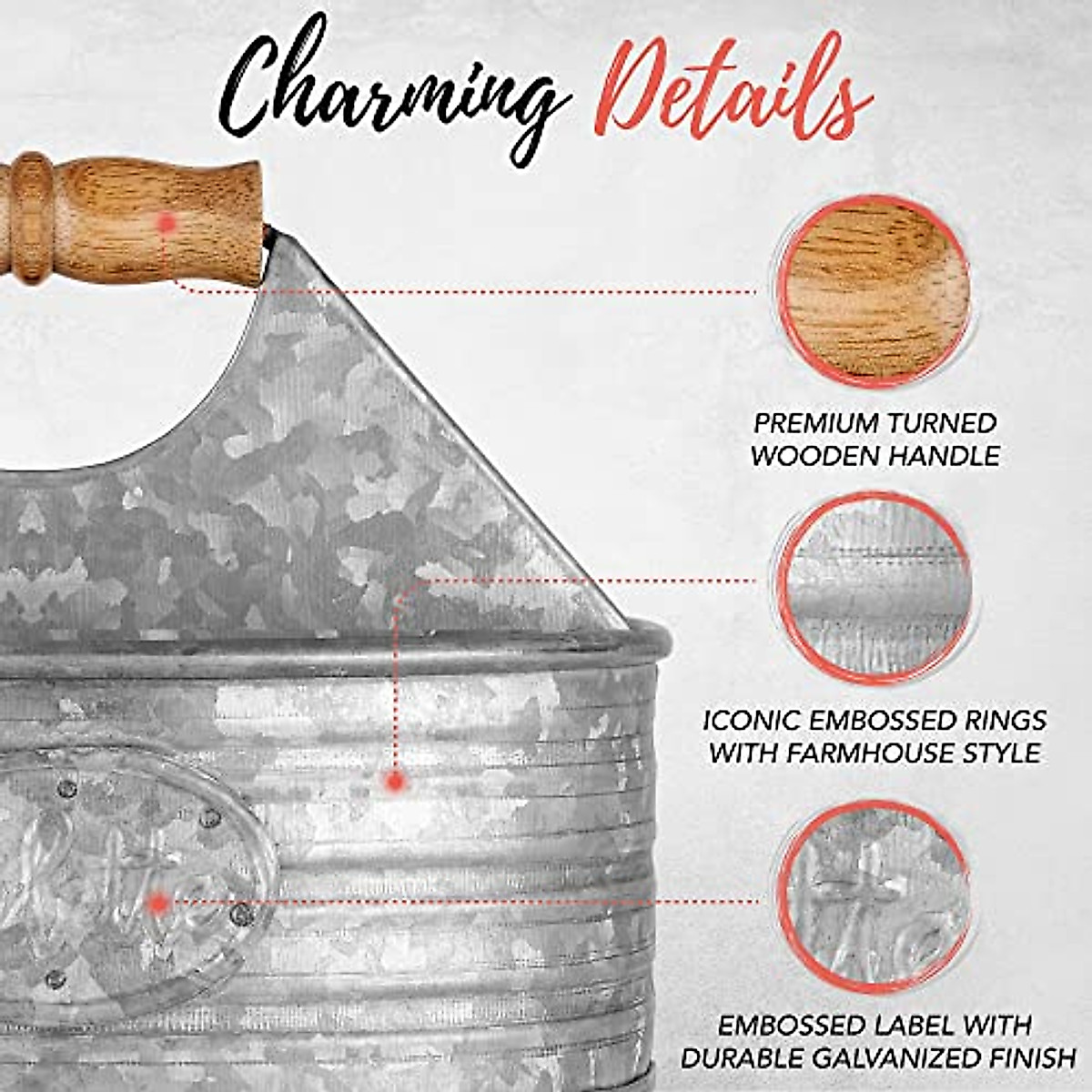 Autumn Alley Farmhouse Rustic Shower Caddy Basket for Bathroom - Toiletries Countertop Organizer, Decorative Bathroom Caddy, Galvanized Bathroom Accessories with Toilette Label, 8.25" x 6", Small