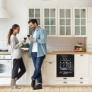 ROVSUN 16 Bottle Wine Cooler Refrigerator, Freestanding Compressor Wine Chiller, Beverage Wine Fridge with Digital Temperature Control & Double-layer Glass Door for Red White Wine, Champagne, Beer