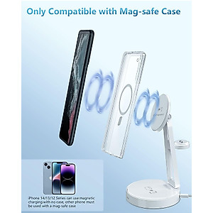 Magnetic Wireless Charging Station for Samsung, 3 in 1 Charging Stand 18W Mag-Safe Fast Charger Compatible for S23/S22/S21/S20/S10/Note 20/Z Flip 4, for iPhone 15,14,13,12, for Galaxy Watch & Buds