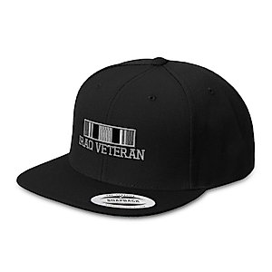 Speedy Pros Snapback Hats for Men & Women Iraq War Veteran Black White Embroidery Acrylic Flat Bill Baseball Cap Black Design Only