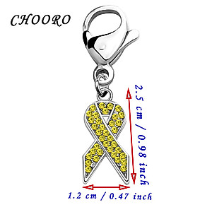 CHOORO Yellow Awareness Ribbon Charm Zipper Pull Cancer Awareness Jewelry Gift for Endometriosis/Bladder Cancer/Suicide Prevention/Bone Cancer (Yellow Awareness Ribbon ZP)